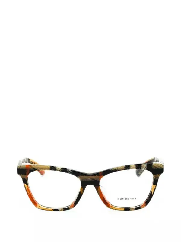 Burberry Check-pattern Cat-eye Glasses - Brown