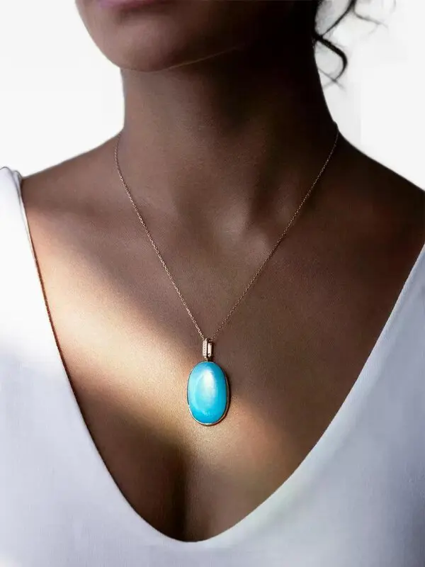 CLARA CHEHAB Big Elemental Turquoise And Diamond Necklace - Gold