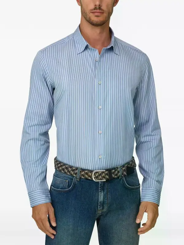 Boggi Milano Shirt Striped Poplin Regular-fit