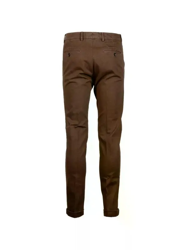 B SETTECENTO Textured Turn-up Trousers - Brown