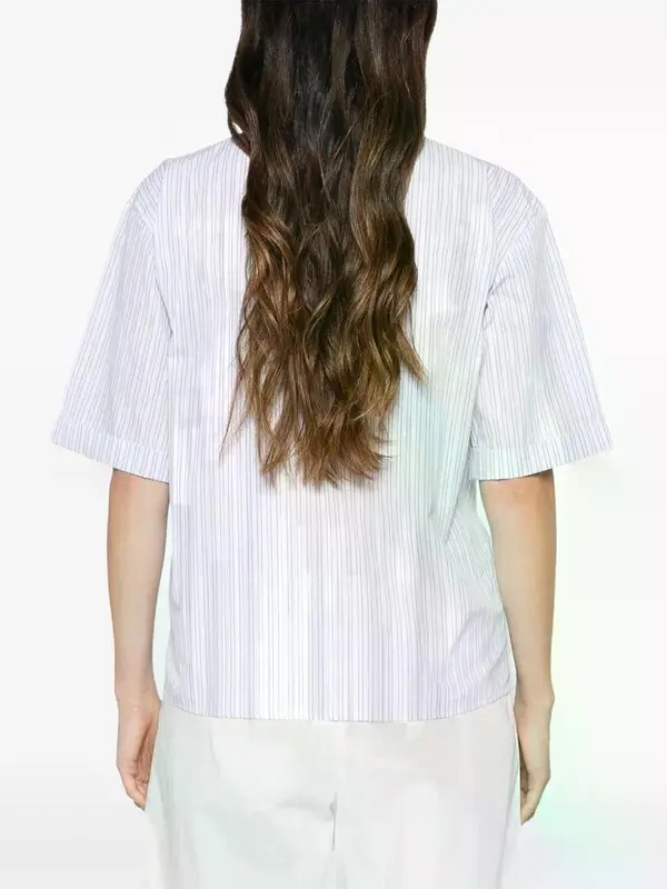 Maison123 Pussy-bow Striped Shirt