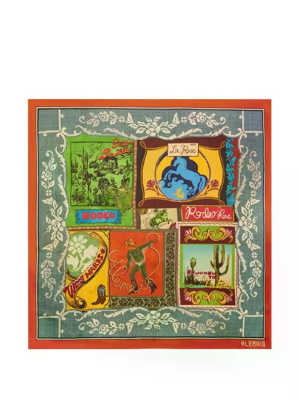 ALEMAIS Ace Graphic-print Scarf - Green