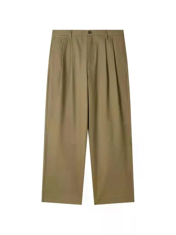 Paul Smith Relaxed-fit Khaki Cotton-twill Pleated Trousers - Green