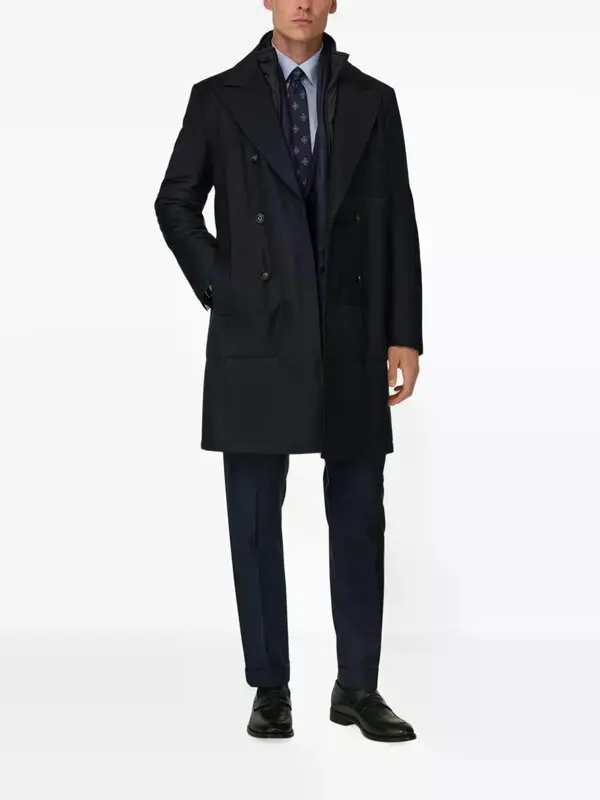 Boggi Milano Double-breasted Padded Coat With Removable Bib In Wool