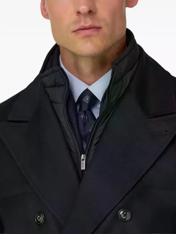Boggi Milano Double-breasted Padded Coat With Removable Bib In Wool