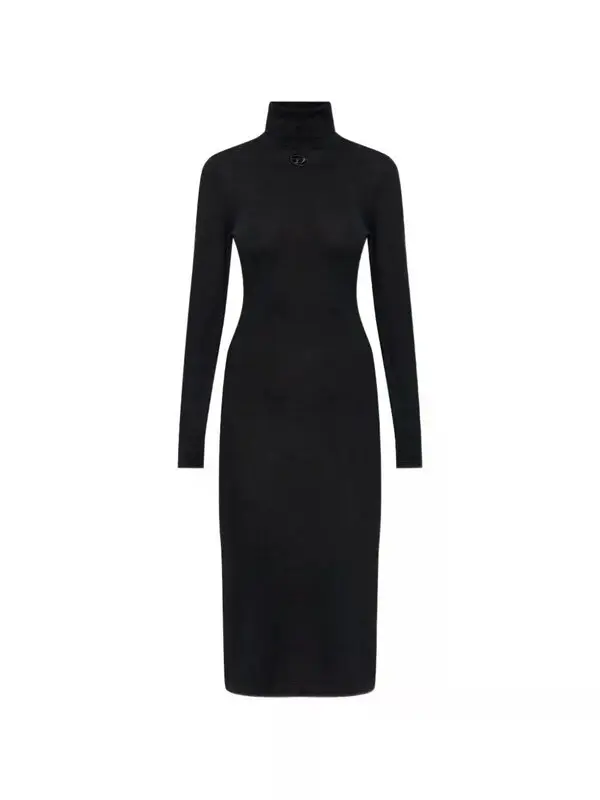 DIESEL® Oval D-logo-plaque Roll-neck Midi Dress