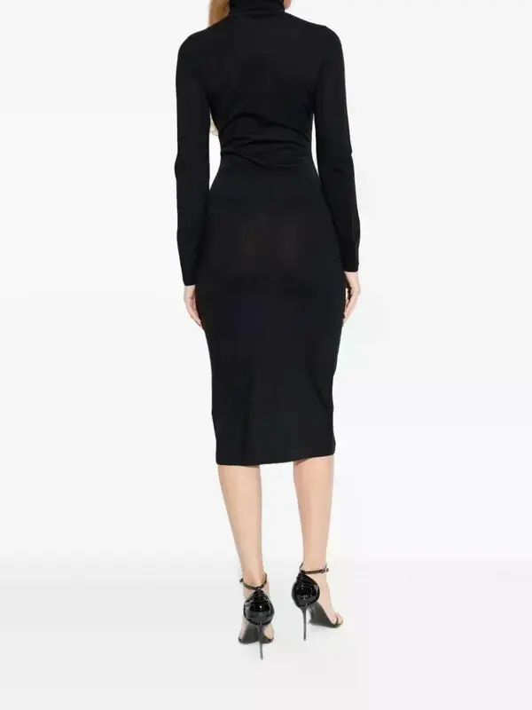 DIESEL® Oval D-logo-plaque Roll-neck Midi Dress