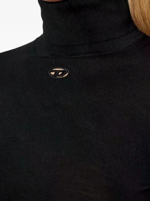 DIESEL® Oval D-logo-plaque Roll-neck Midi Dress