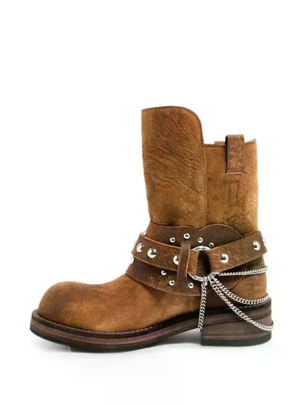 ANN DEMEULEMEESTER Boa Studded Chain-link Boots