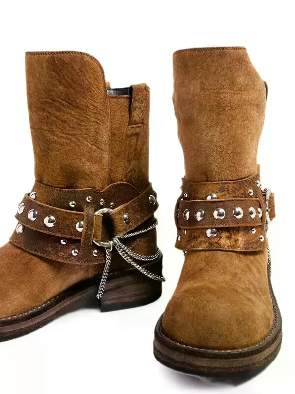 ANN DEMEULEMEESTER Boa Studded Chain-link Boots