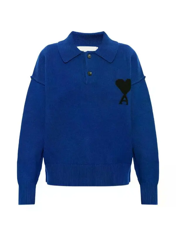 AMI Paris De Coeur Polo Top - Blue