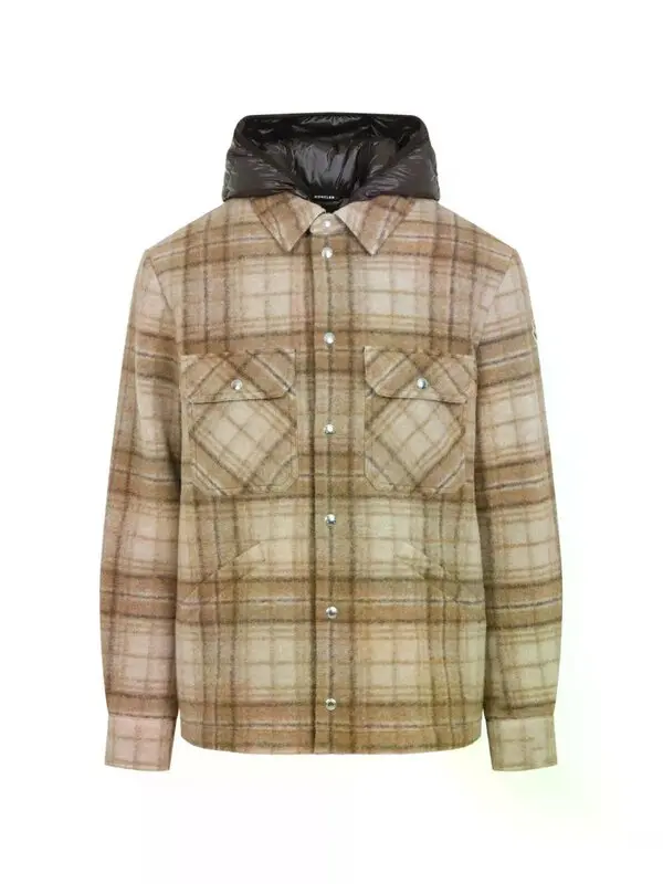 Moncler Nyvalin Check-pattern Hooded Down Jacket - Neutrals