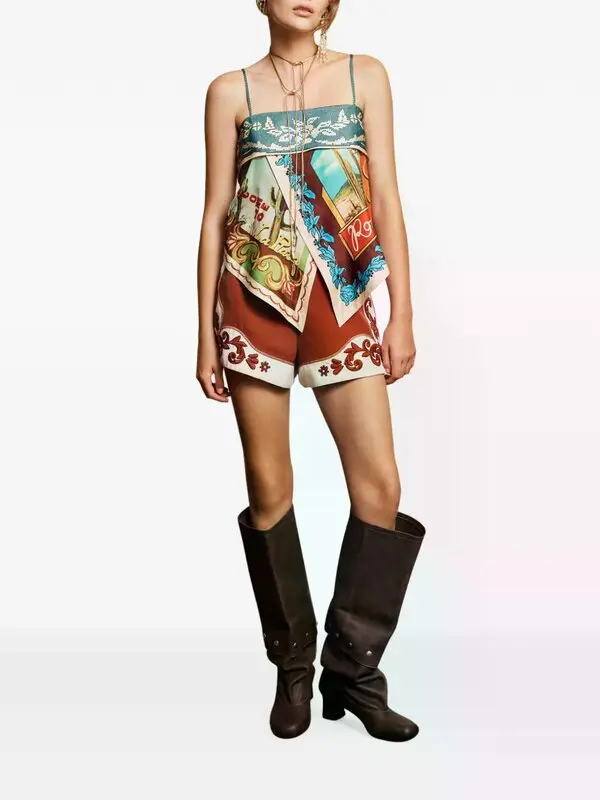 ALEMAIS Ace Graphic-print Silk Blouse