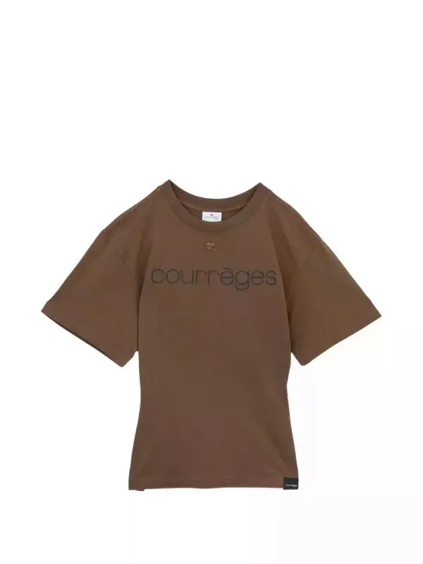 COURREGES Logo-embroidered T-shirt - Brown