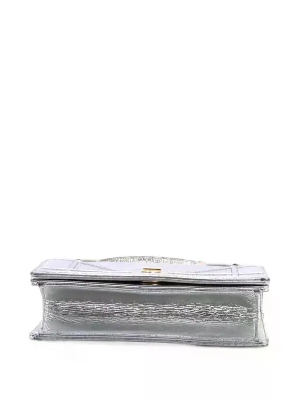 Dior Diorama Flap Bag Crackled Deerskin Small Shoulder Bag - Silver