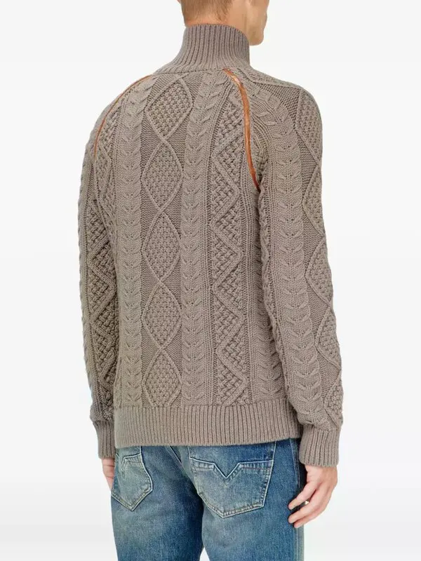 DIESEL® Zip Cardigan In Cable Knit - Neutrals