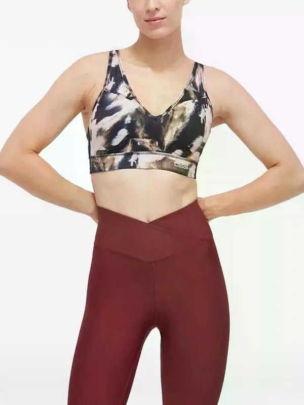 CASALL Abstract-print Crossover Sports Bra