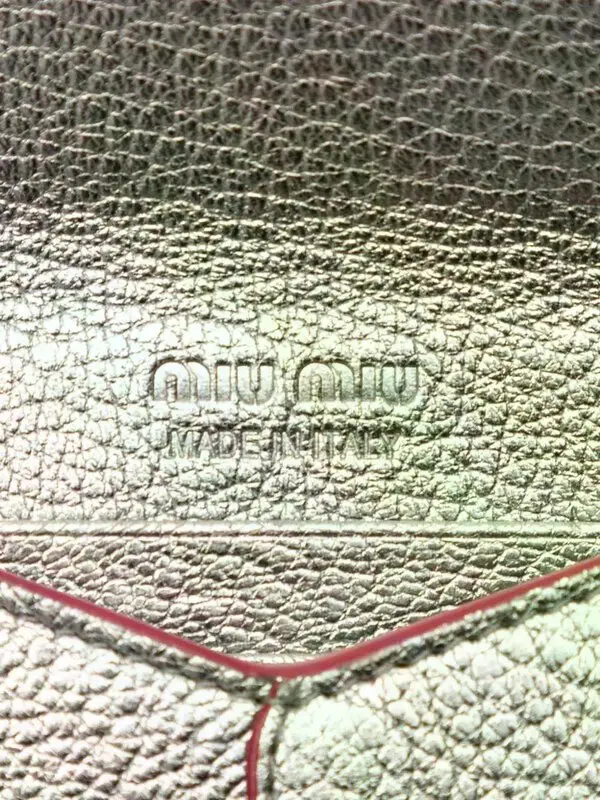 Miu Miu 2000-2010 Metallic Goatskin Madras Forever Heart Envelope Chain Wallet Small Wallets