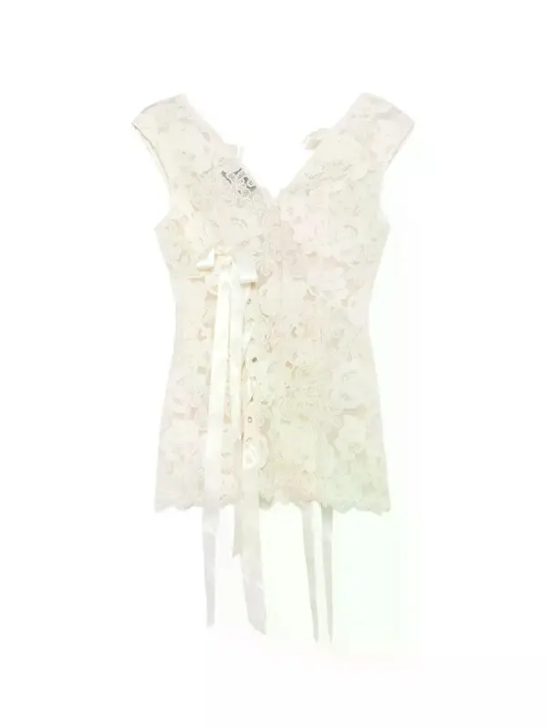 Simone Rocha Heavy Lace-overlay Lace-up Top