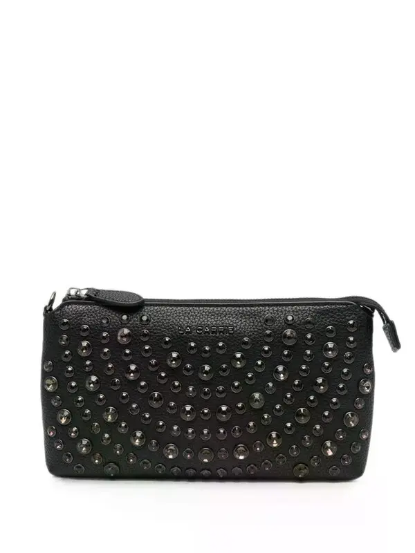 LA CARRIE Crystal-embellished Leather Cross Body Bag - Black