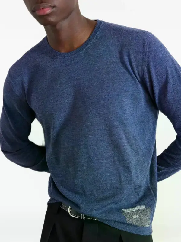 MAISON MARGIELA Patch-detail Crew-neck Sweater - Blue