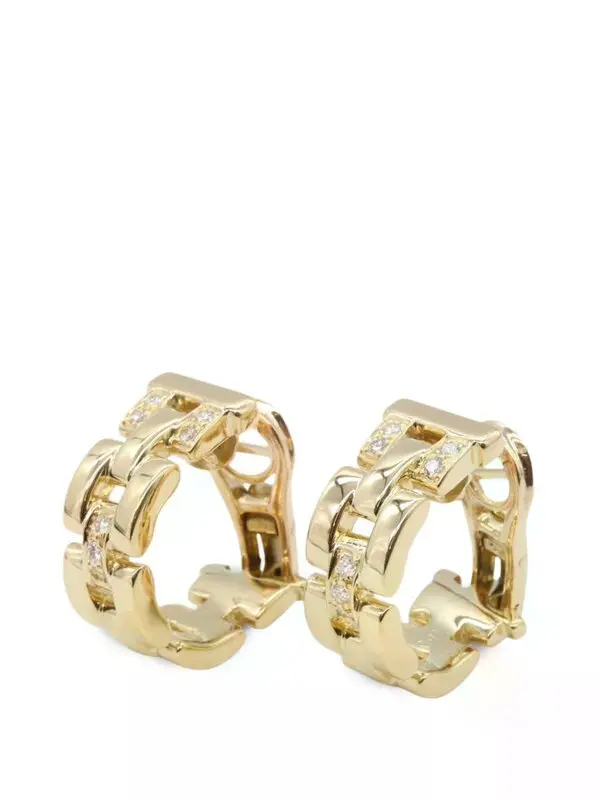 Cartier 2010s Maillon Panthère Diamond Earrings - Gold