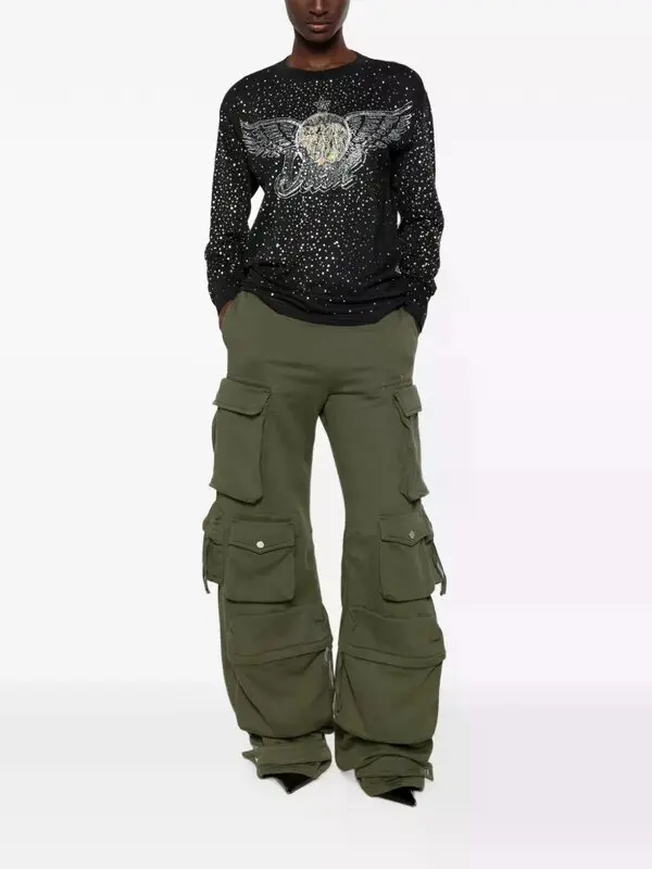 DIESEL® Rhinestone-embellished Long-sleeve T-shirt - Black