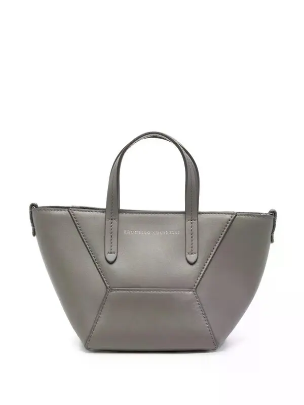 Brunello Cucinelli Duo Leather Tote Bag - Grey