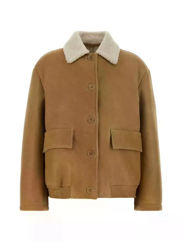 SALVATORE SANTORO Shearling-collar Button-up Jacket - Neutrals