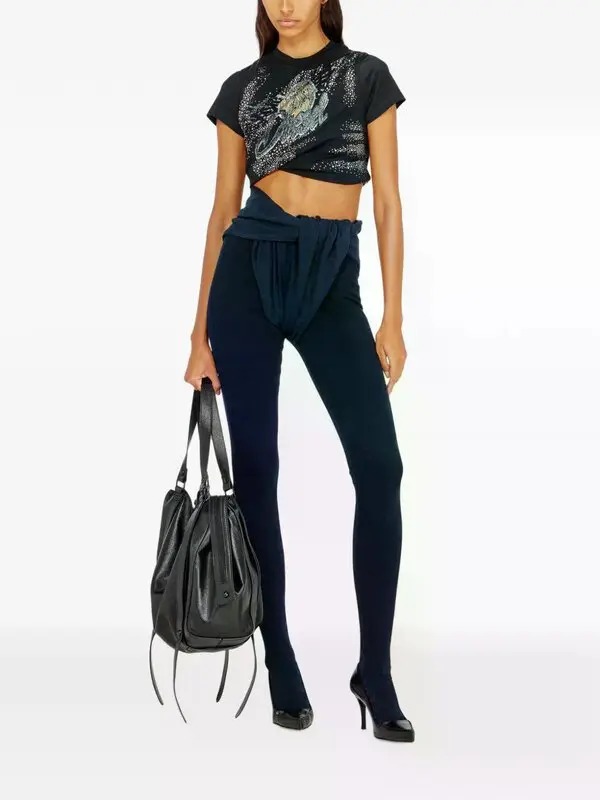 DIESEL® Rucked-up T-shirt In Double-layer Jersey - Black