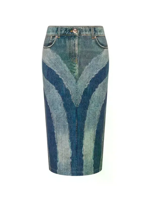 Moschino Printed Stretch Cotton Jersey Skirt - Blue
