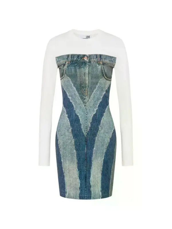 Moschino Printed Stretch Cotton Jersey Dress - Blue
