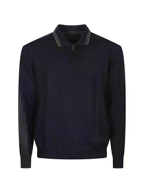 FAY Stripe-trim Quarter-zip Polo Shirt