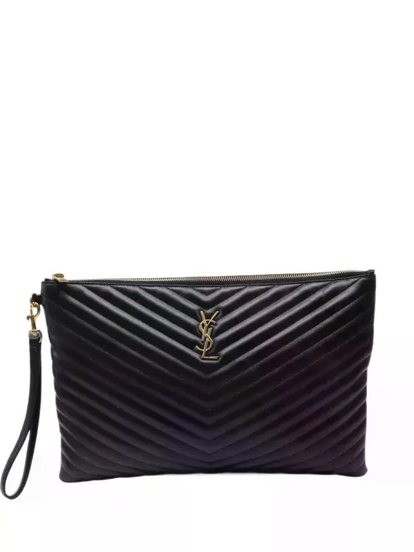 Saint Laurent Cassandre Matelassé Clutch Bag - Black