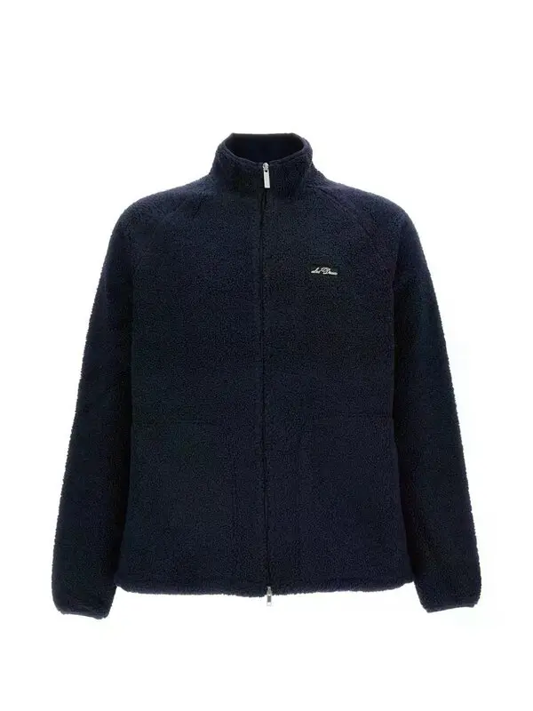 LES DEUX Fleece-texture Logo-patch Jacket - Blue