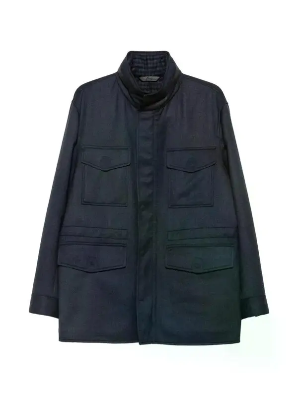 Brioni Leather-trimmed Chest-pockets Coat