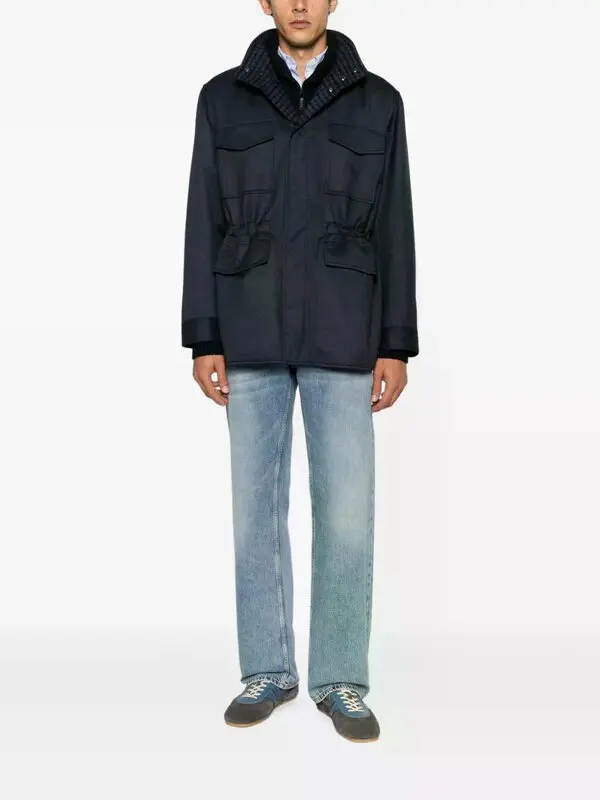 Brioni Leather-trimmed Chest-pockets Coat
