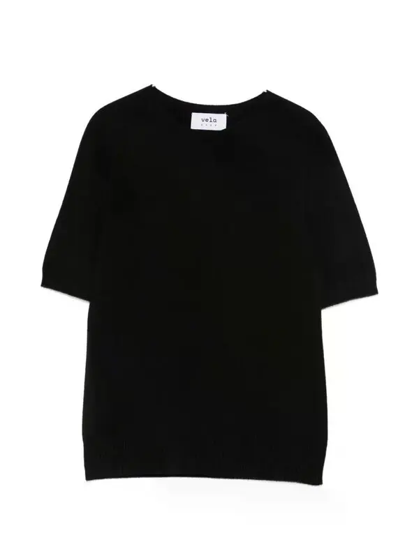VELA SHOP Short-sleeve Ribbed-trim Top