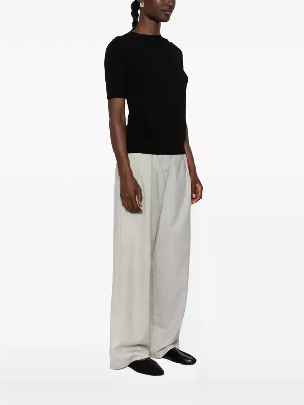VELA SHOP Short-sleeve Ribbed-trim Top
