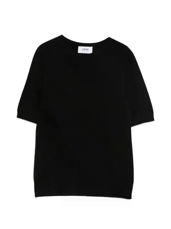 VELA SHOP Short-sleeve Ribbed-trim Top
