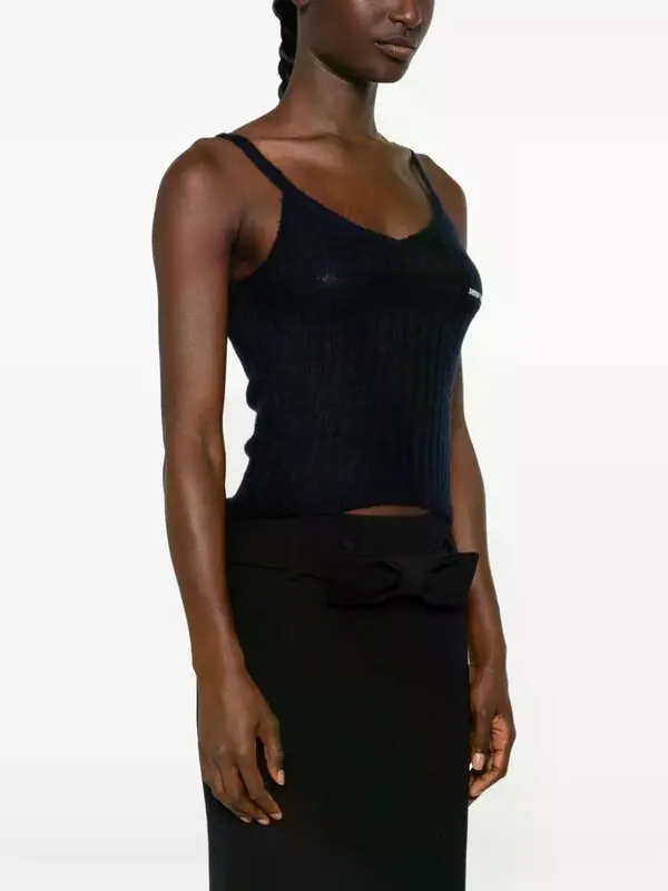 SHUSHU/TONG Ribbed Logo-embroidered Top - Blue