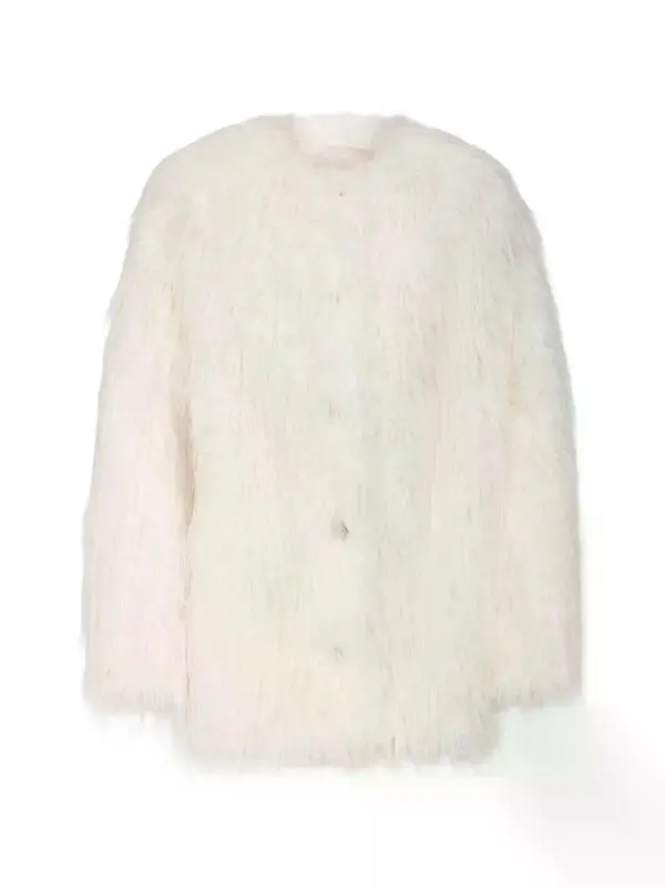 Loulou De Saison Faux-fur Collarless Coat - Neutrals