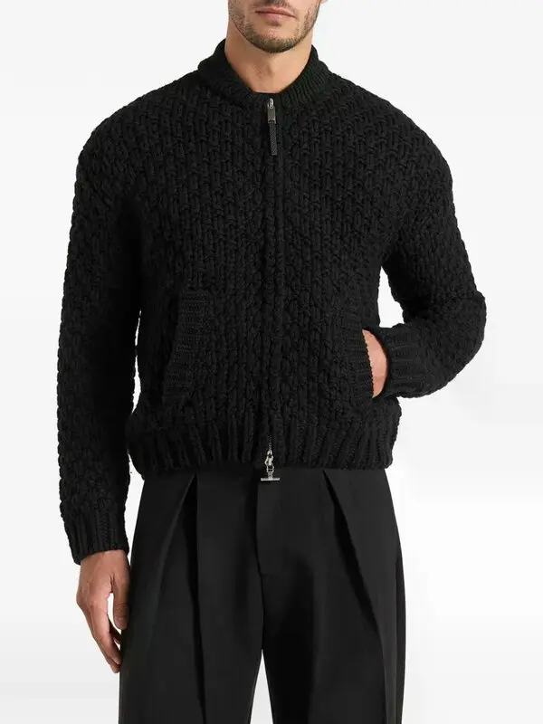 Manière De Voir Darel In Wool Knit Bomber Jacket