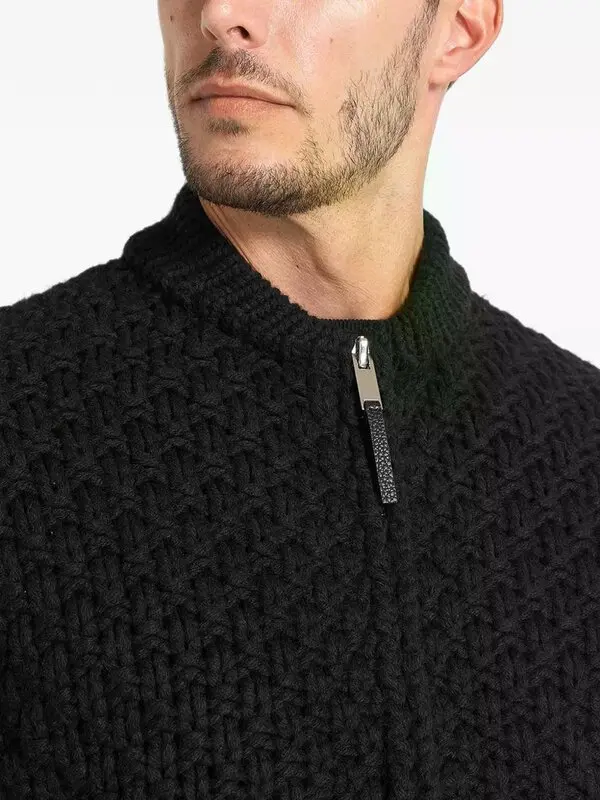 Manière De Voir Darel In Wool Knit Bomber Jacket