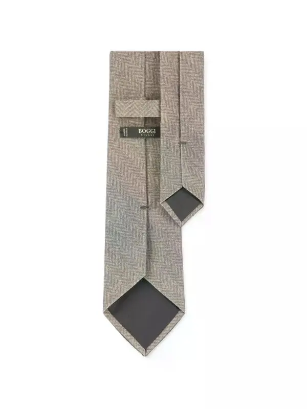 Boggi Milano Tie Herringbone-pattern In Wool Cashmere