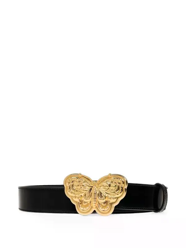 Valentino Garavani Butterfly-buckle Leather Belt - Black
