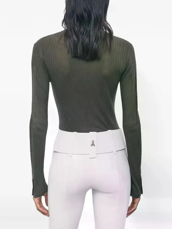 Patrizia Pepe Ribbed-knit High-neck Sweatshirt - Green