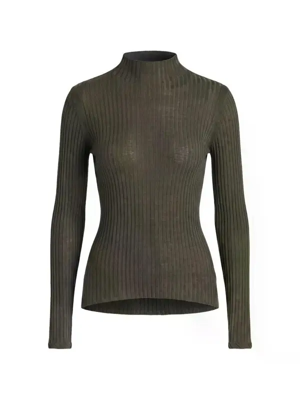 Patrizia Pepe Ribbed-knit High-neck Sweatshirt - Green