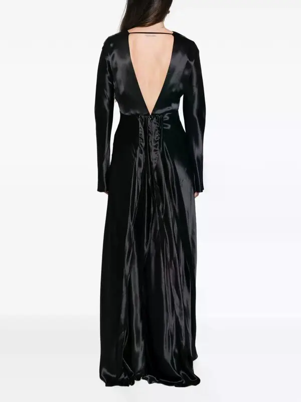 Erika Cavallini Open-back Satin Maxi Dress