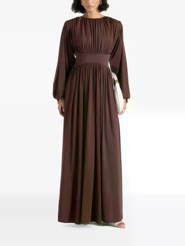 Manière De Voir Detachable-sleeves Maxi Dress - Brown